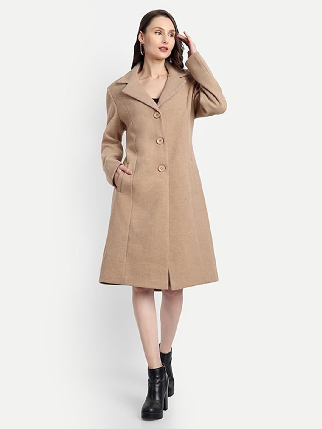 Buy BAESD Women Solid Single Breasted Knee Length Overcoats - Coats for ...