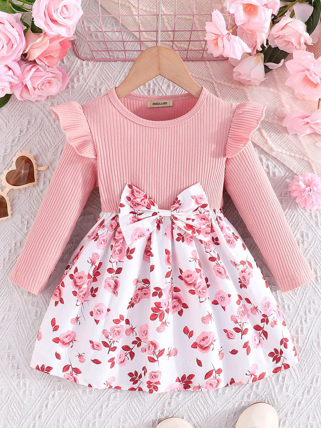 Buy INCLUD Girls Floral Printed Fit & Flare Dress - Dresses for Girls ...