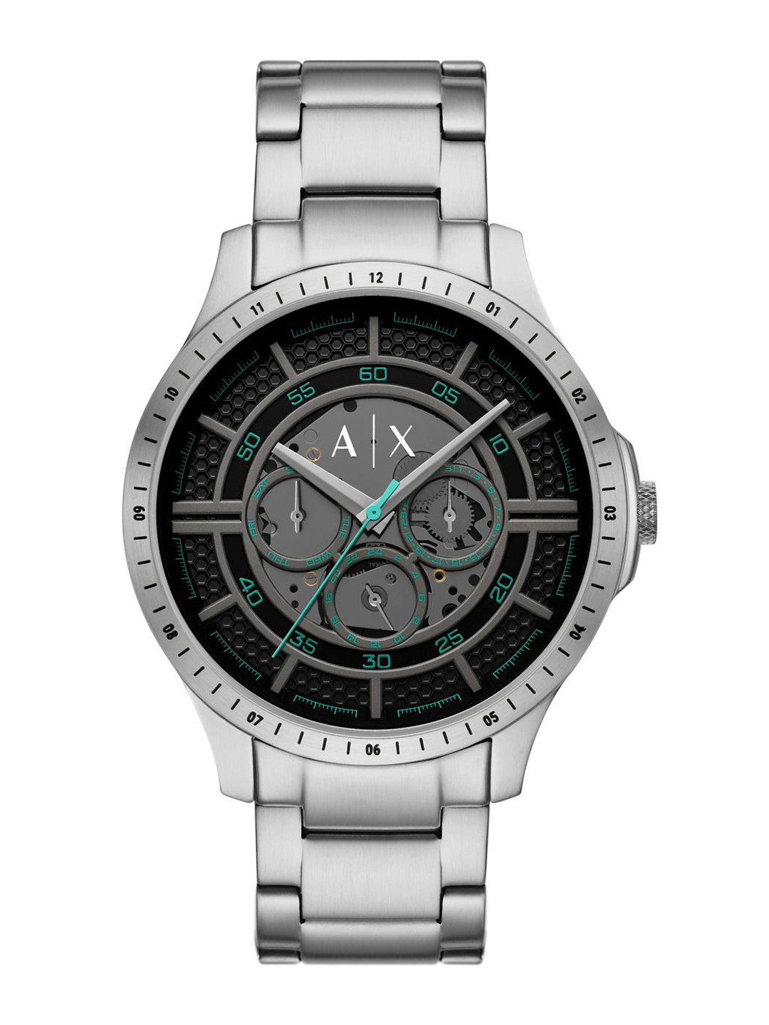 Buy Armani Exchange Men Skeleton Dial & Stainless Steel Straps Analogue ...