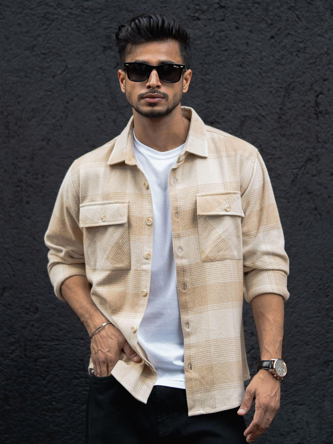 Buy Powerlook Men Spread Collar Tartan Checked Cotton Relaxed Fit ...