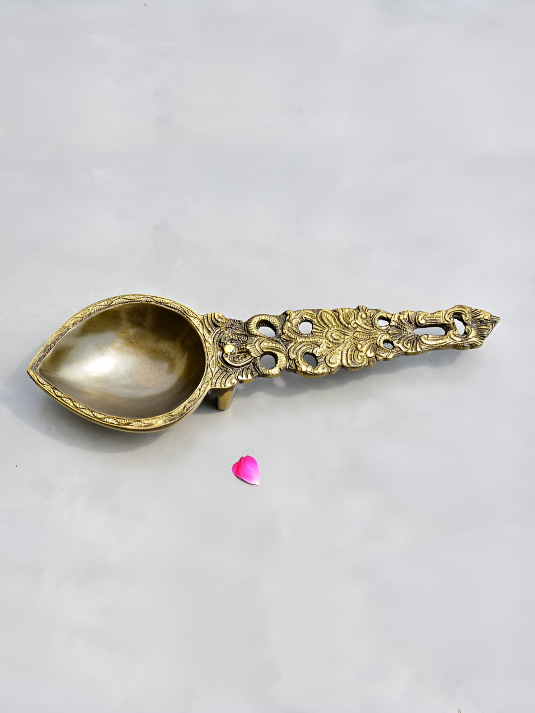Buy StyleMyWay Gold Toned Divine Snake Design Brass Spoon For Hawan ...