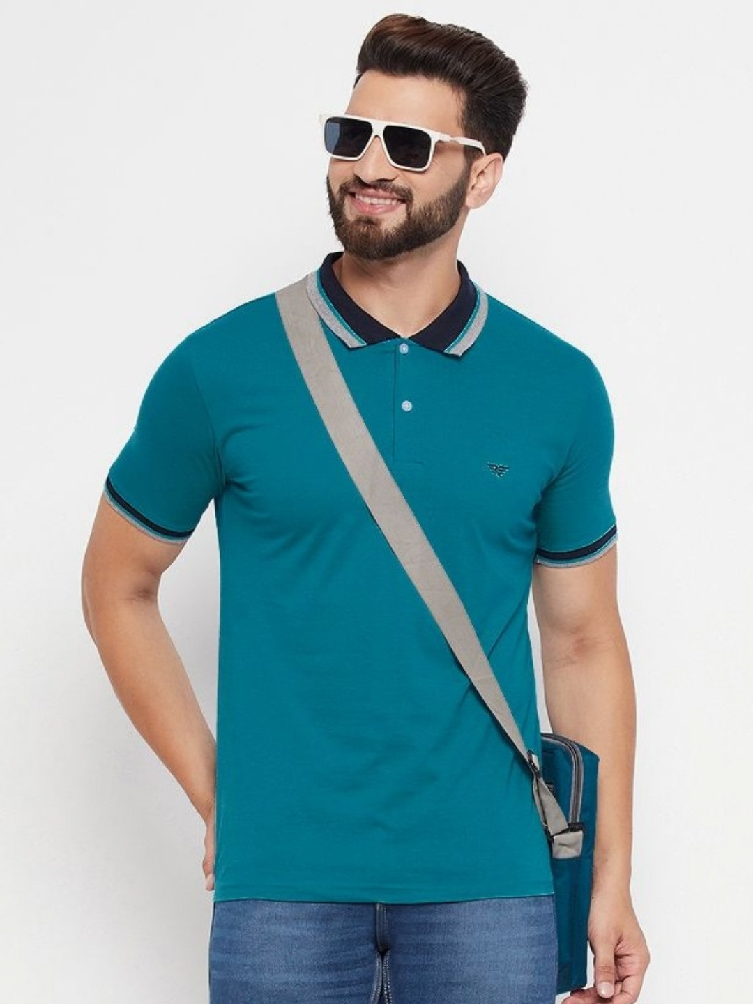 Buy RISS Men Solid Polo Collar Cotton T Shirt - Tshirts for Men ...