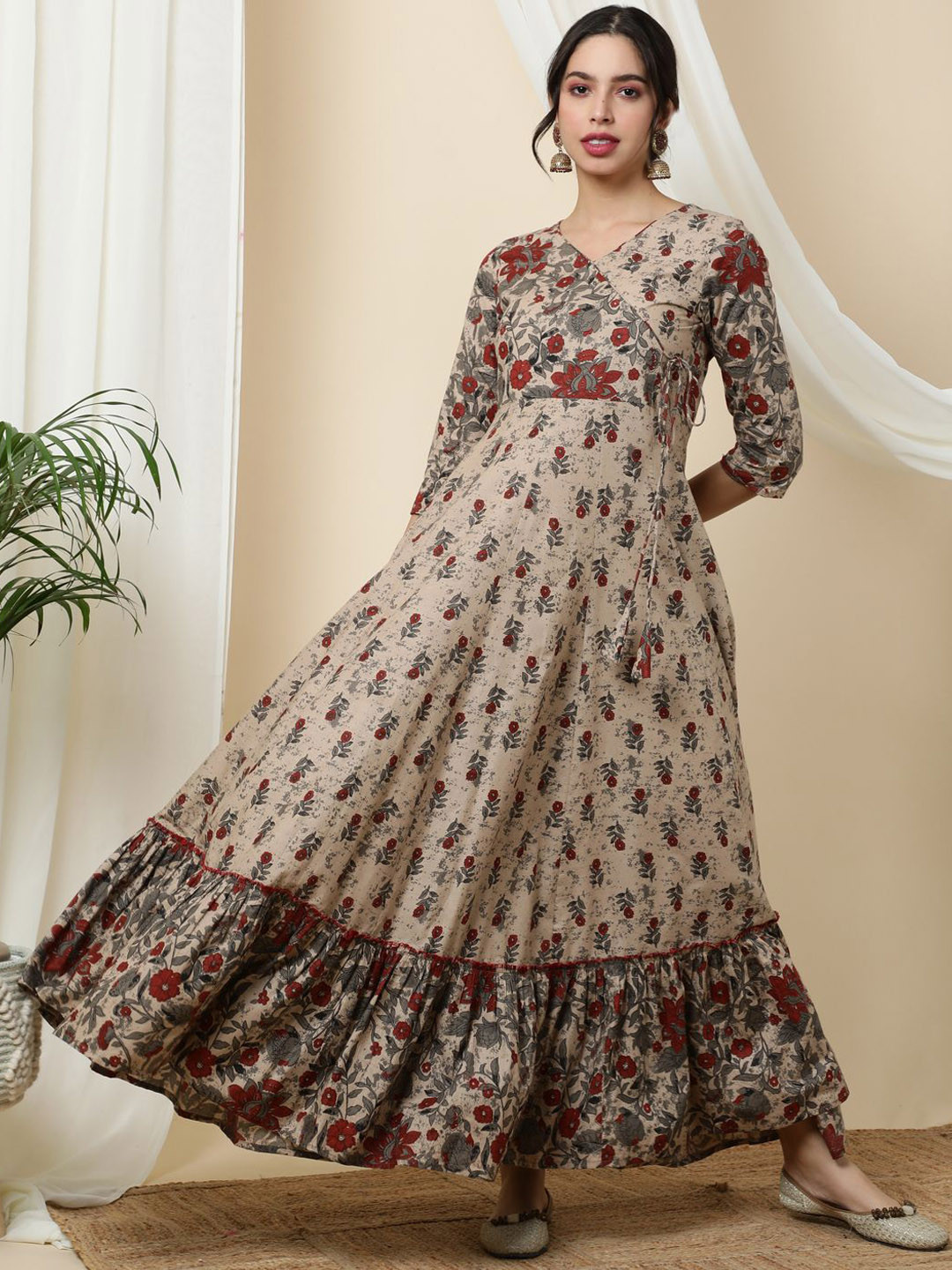 Buy Sa Rasa Floral Printed Angrakha Anarkali Kurta - Kurtas for Women ...