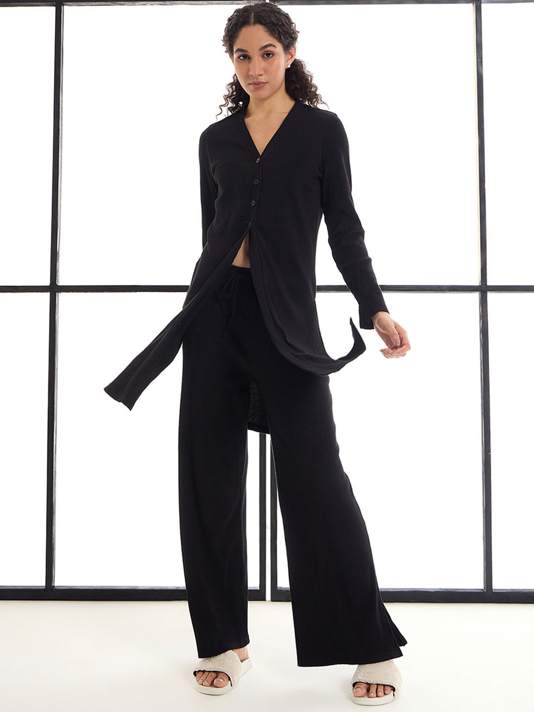 Buy SASSAFRAS Alt Laze Women Rib Button Night Suit - Night Suits for ...