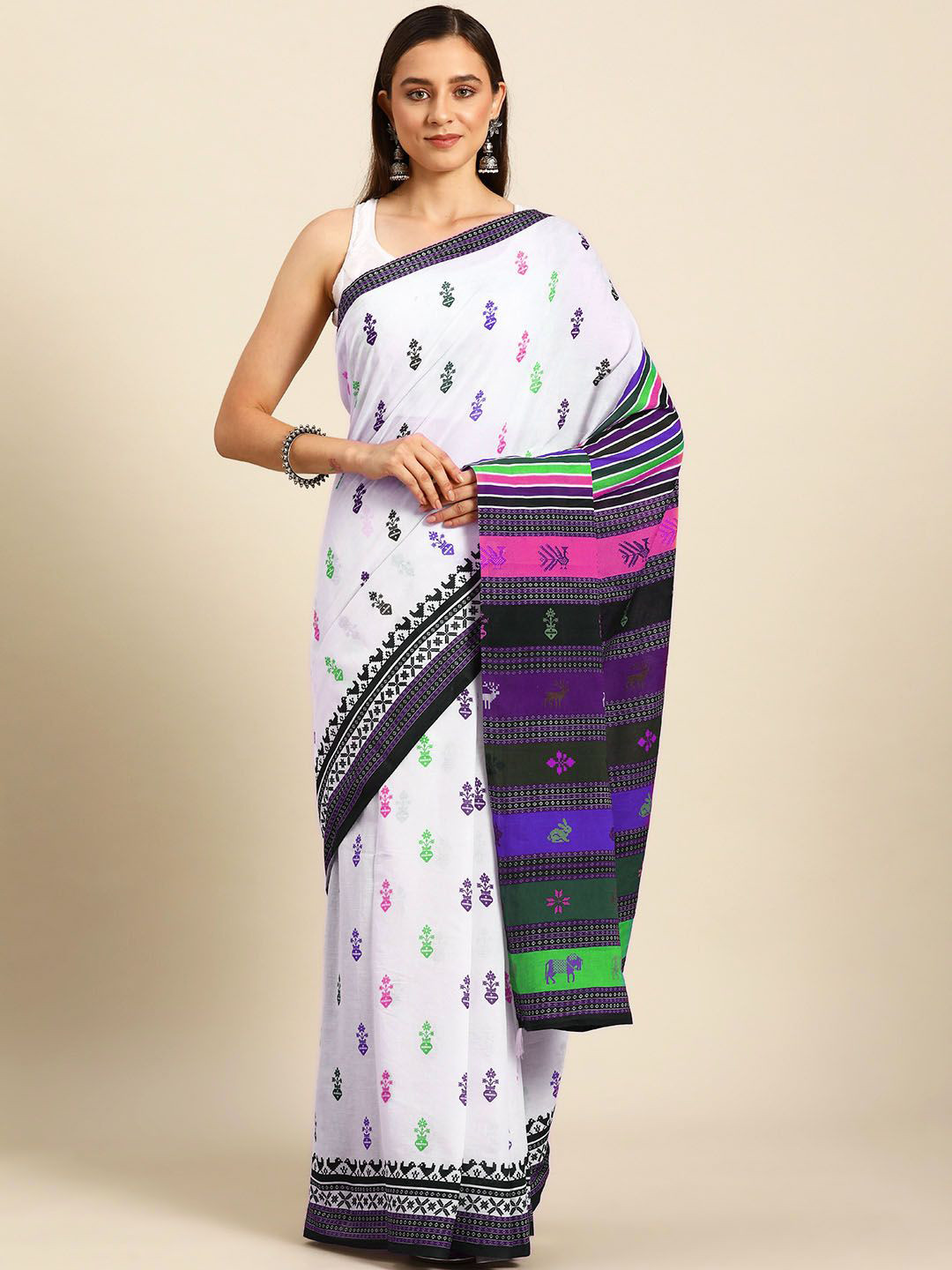 Buy BUTA BUTI Ethnic Motifs Printed Pure Cotton Saree - Sarees for ...