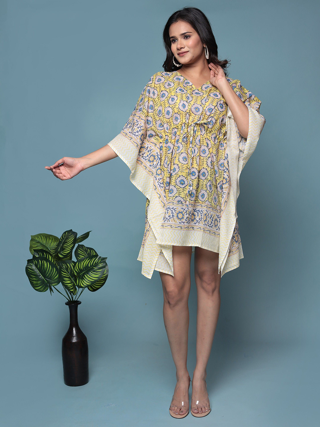 Buy Bohekant Women Printed Cotton Short Kaftan Dresses - Dresses for ...