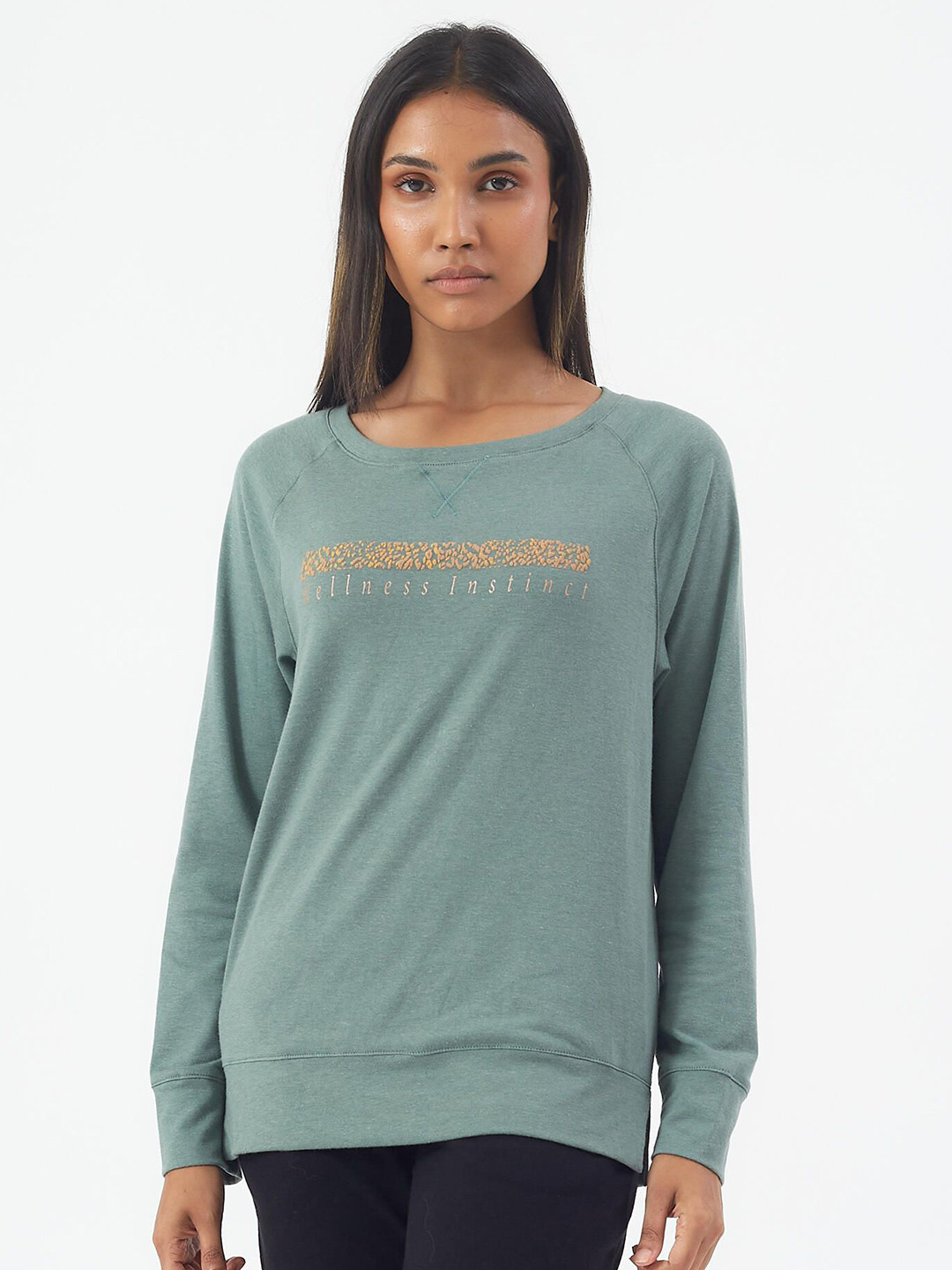 Buy Domyos By Decathlon Women Green Round Neck Long Sleeves Tshirts ...