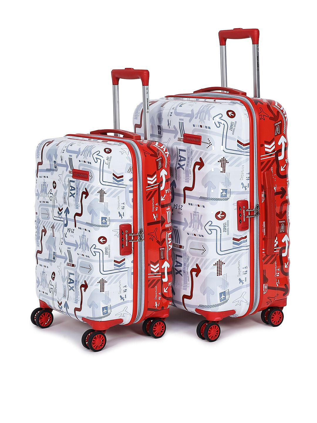 Buy Uppercase Pack Of 2 Printed Hard Sided 360 Degree Rotation Trolley ...