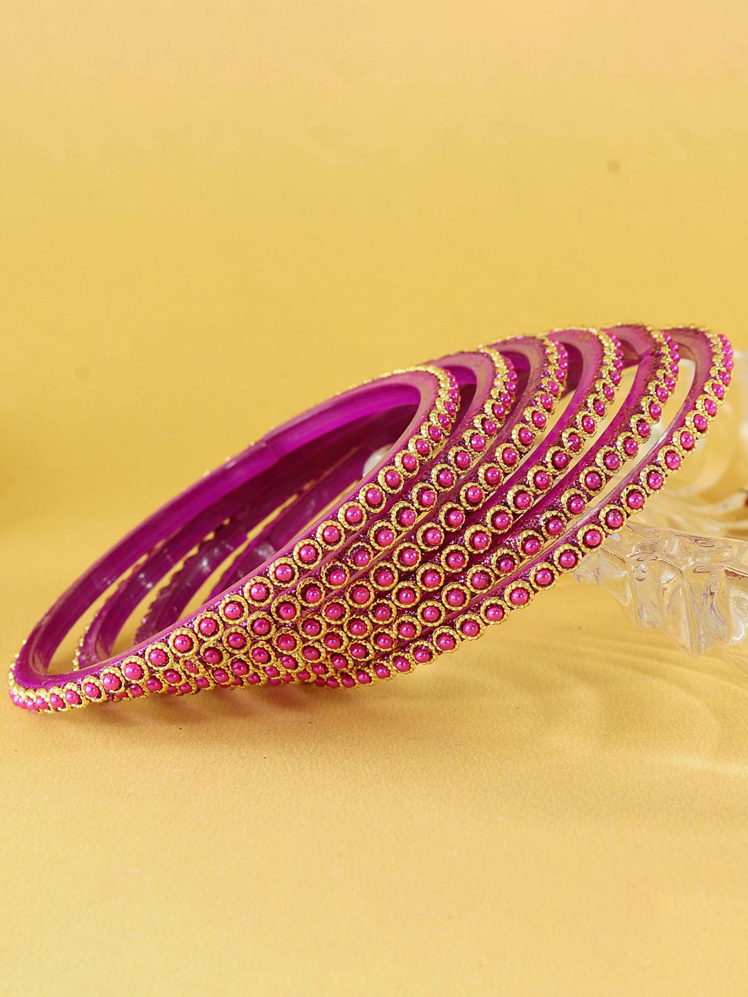 Buy ZULKA Set Of 12 Moti Pearls Work Glass Bangles - Bangle for Women ...