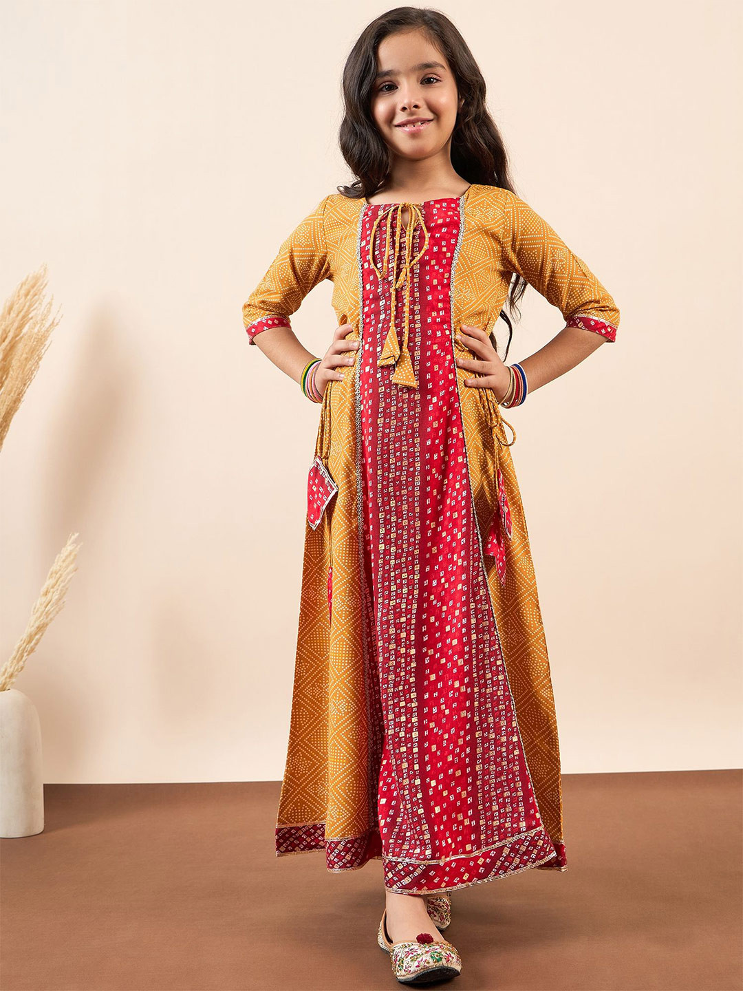 Buy Stylo Bug Girls Bandhani Print A Line Maxi Dress - Dresses for ...