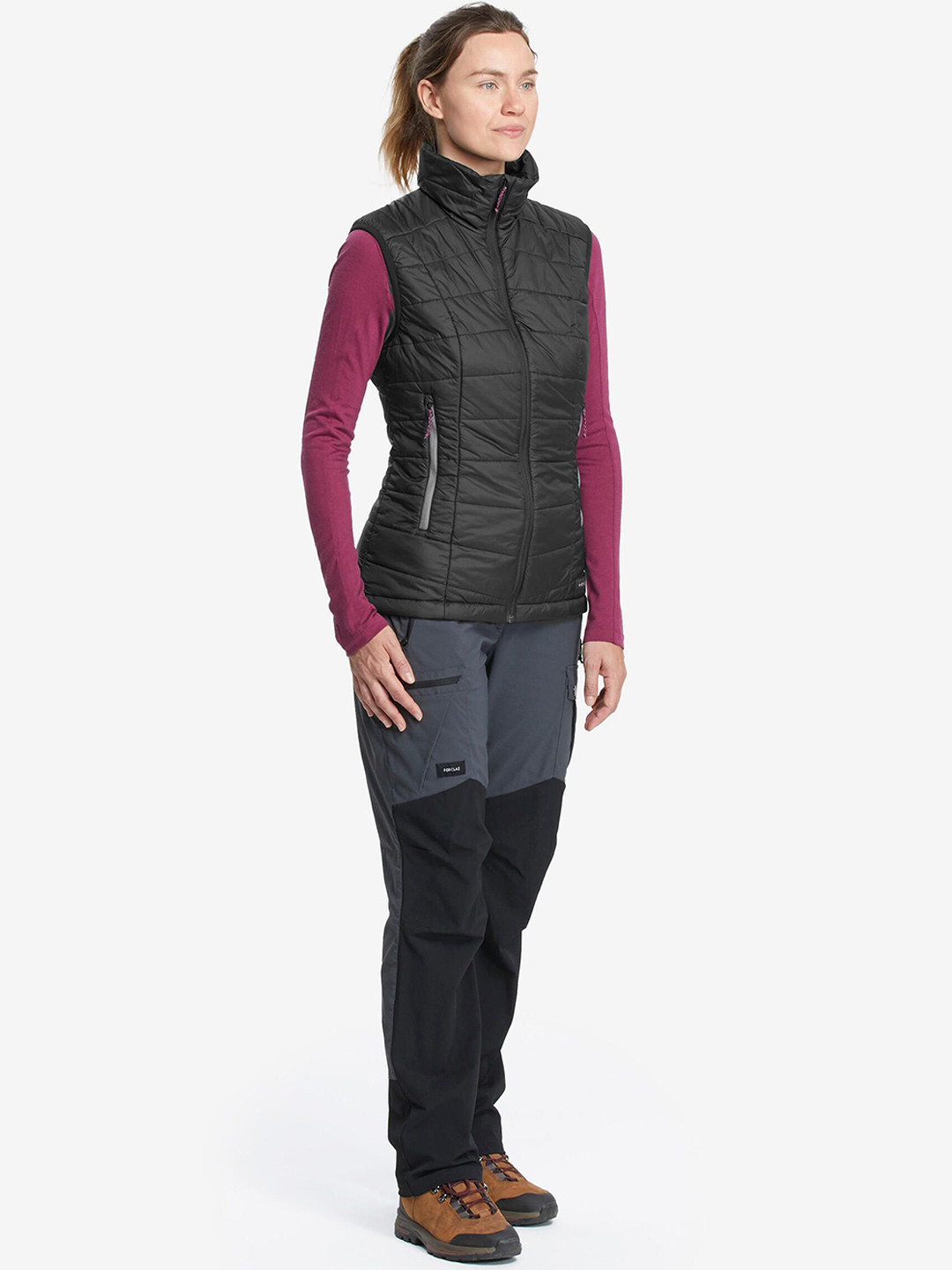 Buy FORCLAZ By Decathlon Women Black Upto 10 Degrees Warm Padded Vest ...