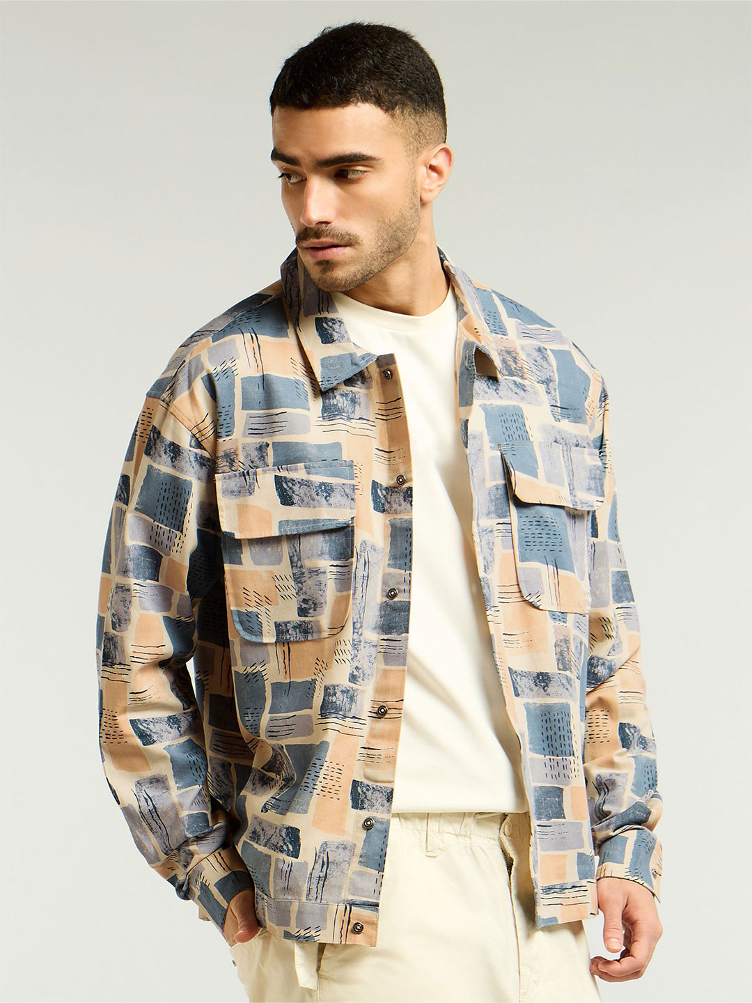 Buy Beyoung Cotton Abstract Shacket - Shackets for Men 30924607 | Myntra