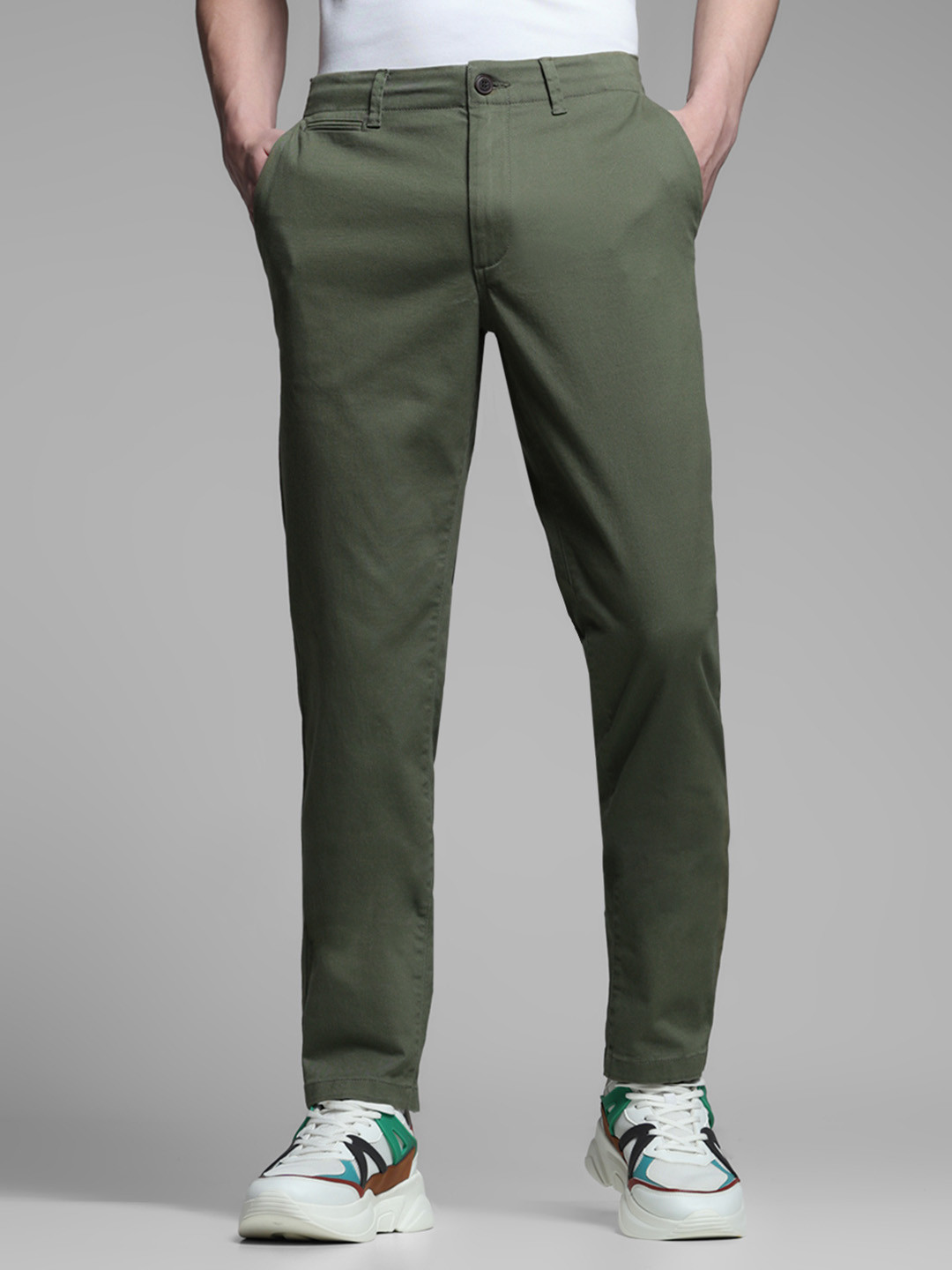 Buy Jack & Jones Men Slim Fit Low Rise Chinos Trousers - Trousers for ...