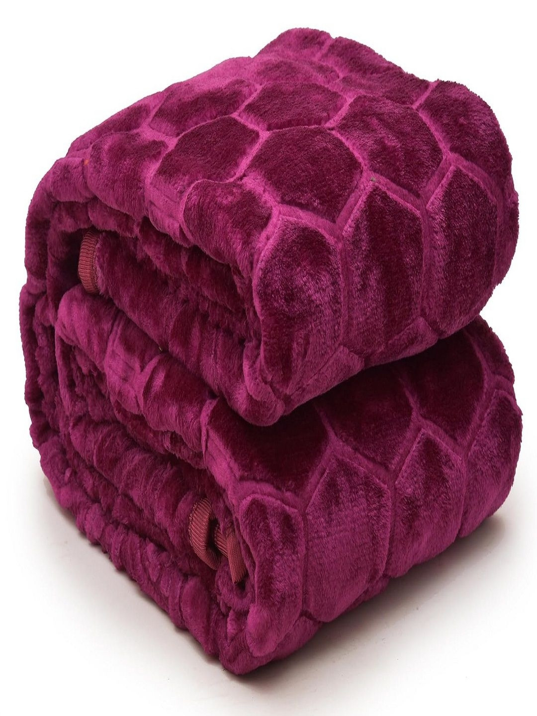 Buy CHICERY Maroon Geometric Mink Heavy Winter 200 GSM Single Bed ...