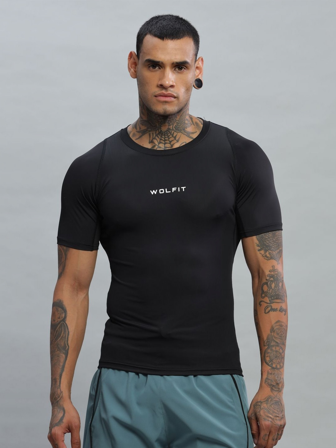 Buy WOLFIT ATHLEISURE Men Dri FIT Raw Edge Compression T Shirt ...