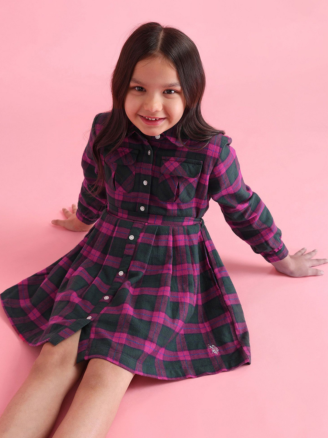 Buy U.S. Polo Assn. Kids Girls Checked Shirt Checked Dress - Dresses ...