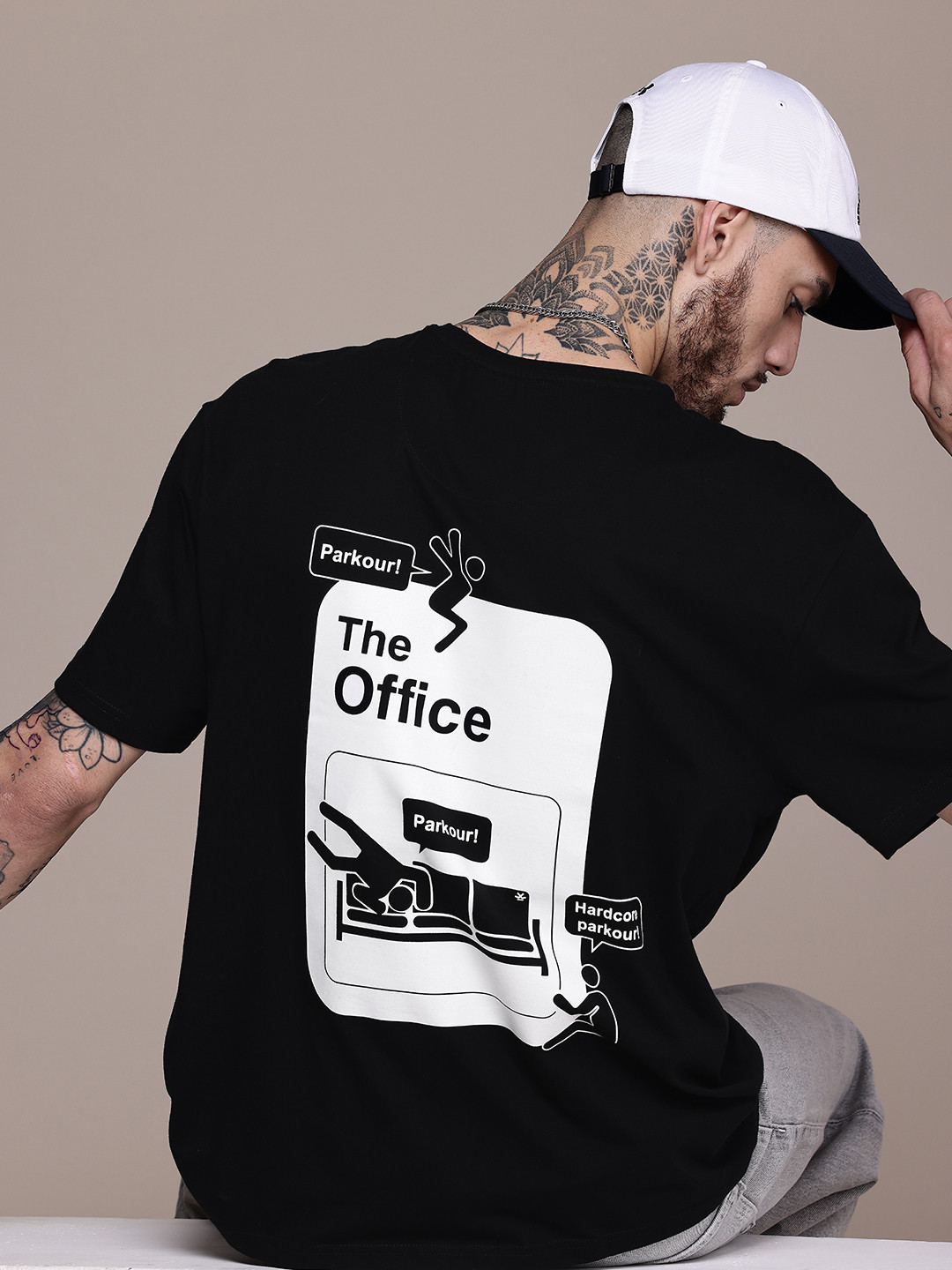 Buy WROGN X The Office Printed Oversized Drop Shoulder Sleeves ...