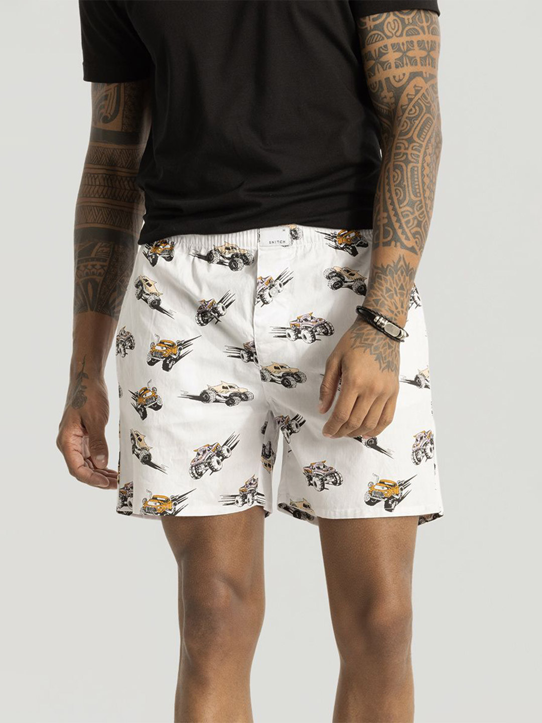 Buy Snitch Cotton Printed Woven Boxers 4MSBX9237 01 S - Boxers for Men ...
