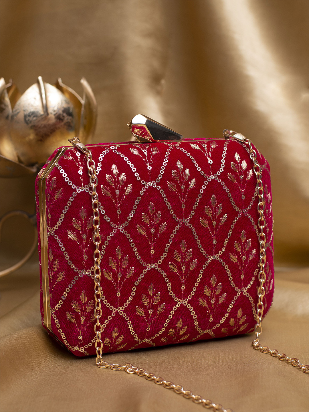 Buy ARTKLIM Embroidered Sequinned Box Clutch - Clutches for Women ...