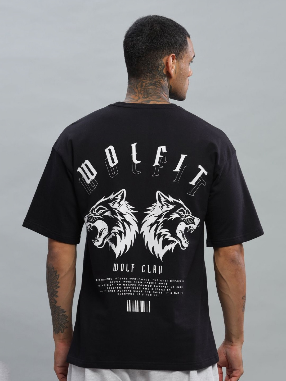 Buy WOLFIT ATHLEISURE Men Typography Printed Drop Shoulder Sleeves T ...