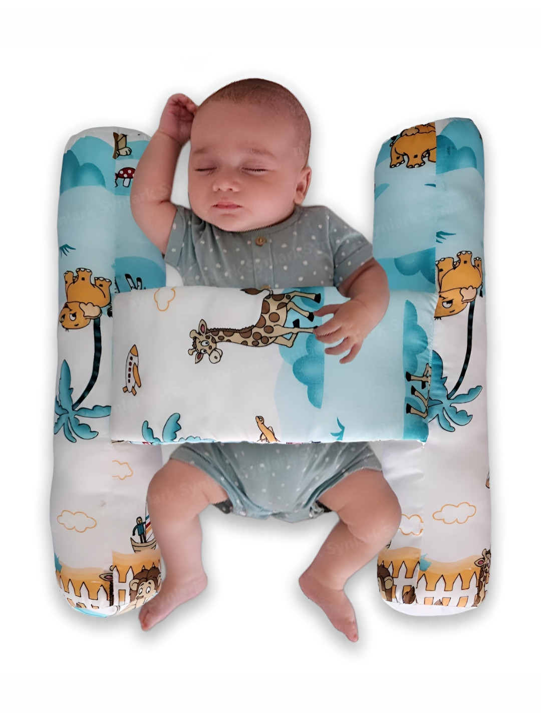 Buy NeonateCare Infants Blue & White Anti Rolling Bolster Pillow ...