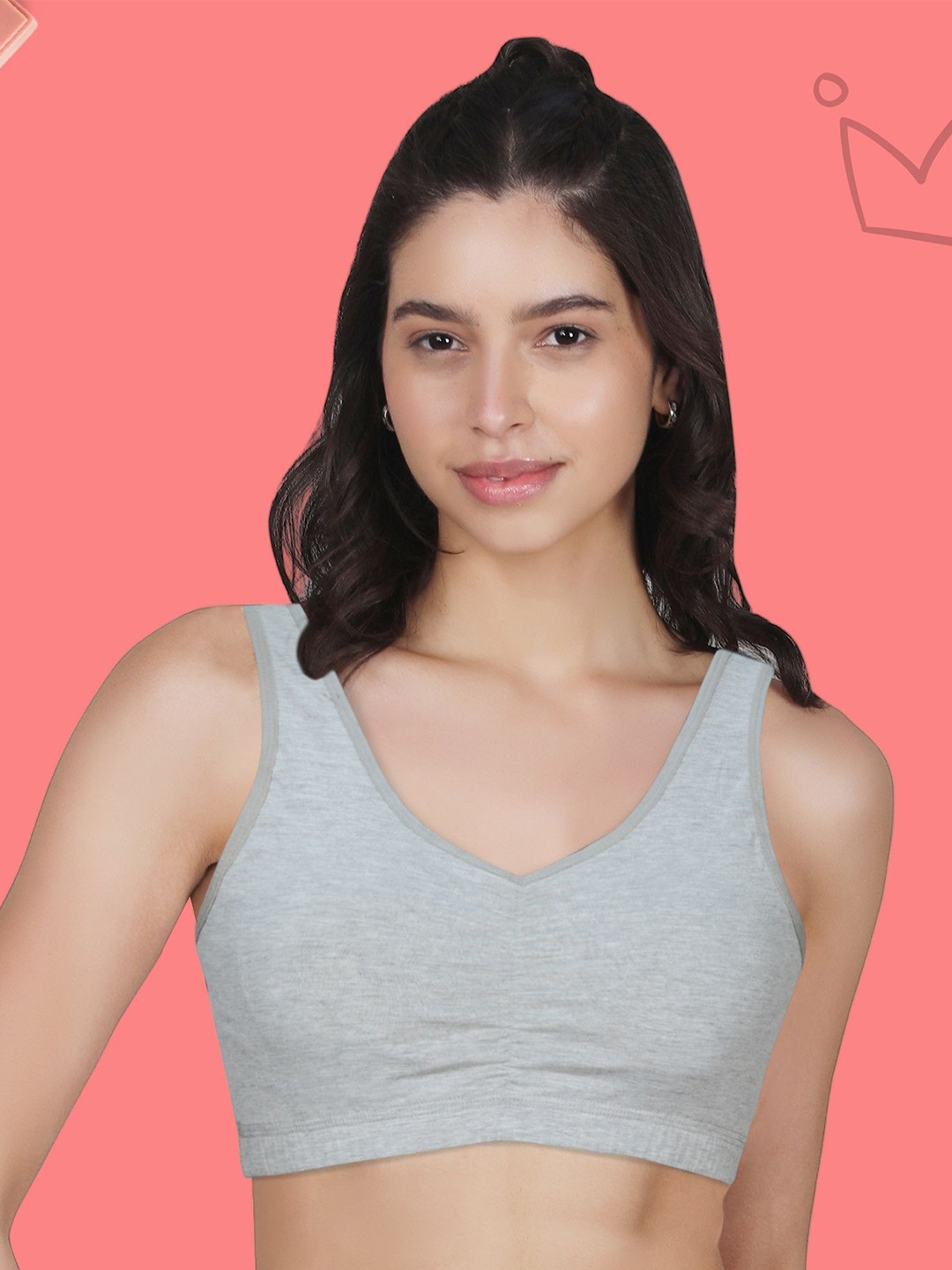 Buy DChica Women Sports Bra Full Coverage Grey - Bra for Women 30975041 ...