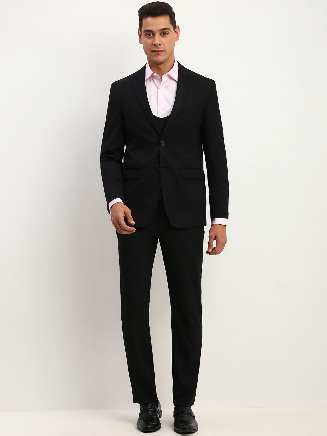 Buy Allen Solly Slim Fit Single Breasted Three Piece Formal Suit ...