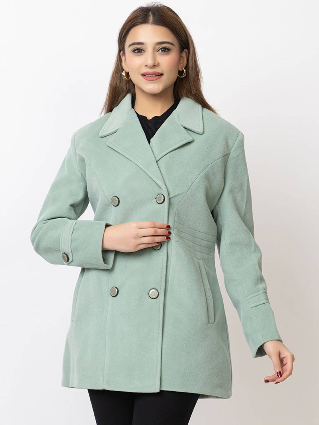 Buy Lady Leaf Winter Wear Tweed Led Flock Coat - Coats for Women ...