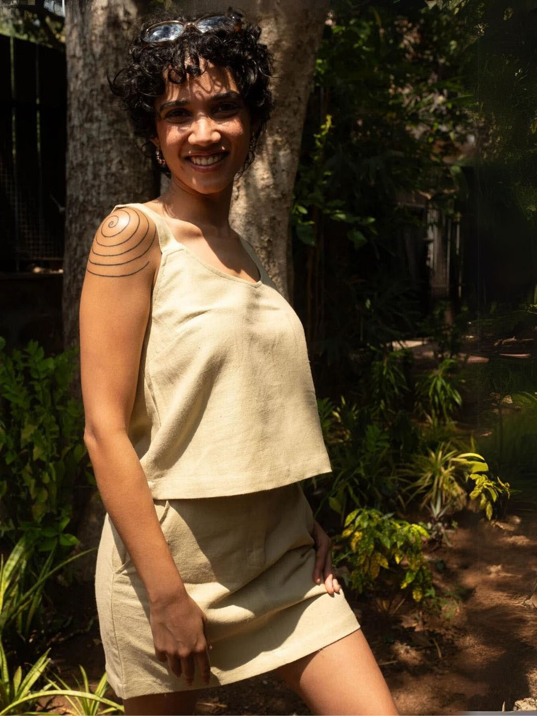 Buy Creatures Of Habit Women Hemp Co Ord Set With Tank And Mini Skirt ...