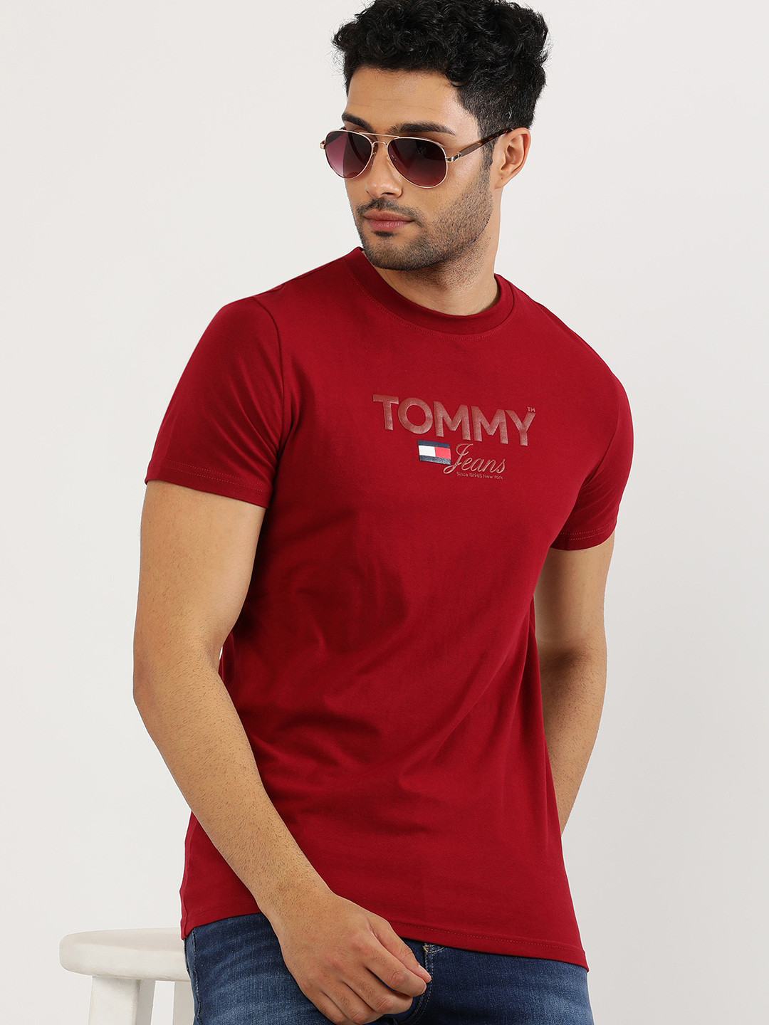 Buy Tommy Hilfiger Men Solid Typography Pockets T Shirt - Tshirts for ...