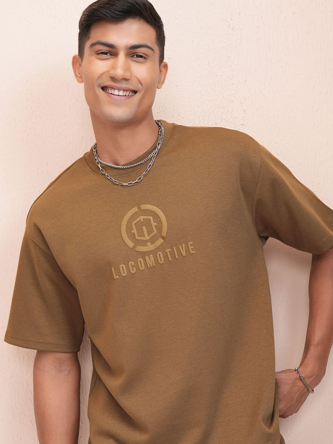 Buy LOCOMOTIVE Premium Mens Roun Neck Brand Logo Oversized Tshirt ...