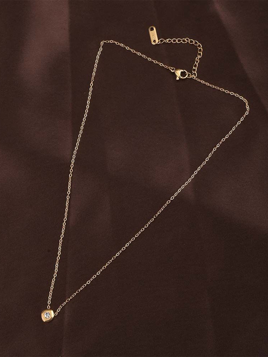 Buy PALMONAS Stainless Steel Gold Plated Cubic Zirconia Studded Chain ...