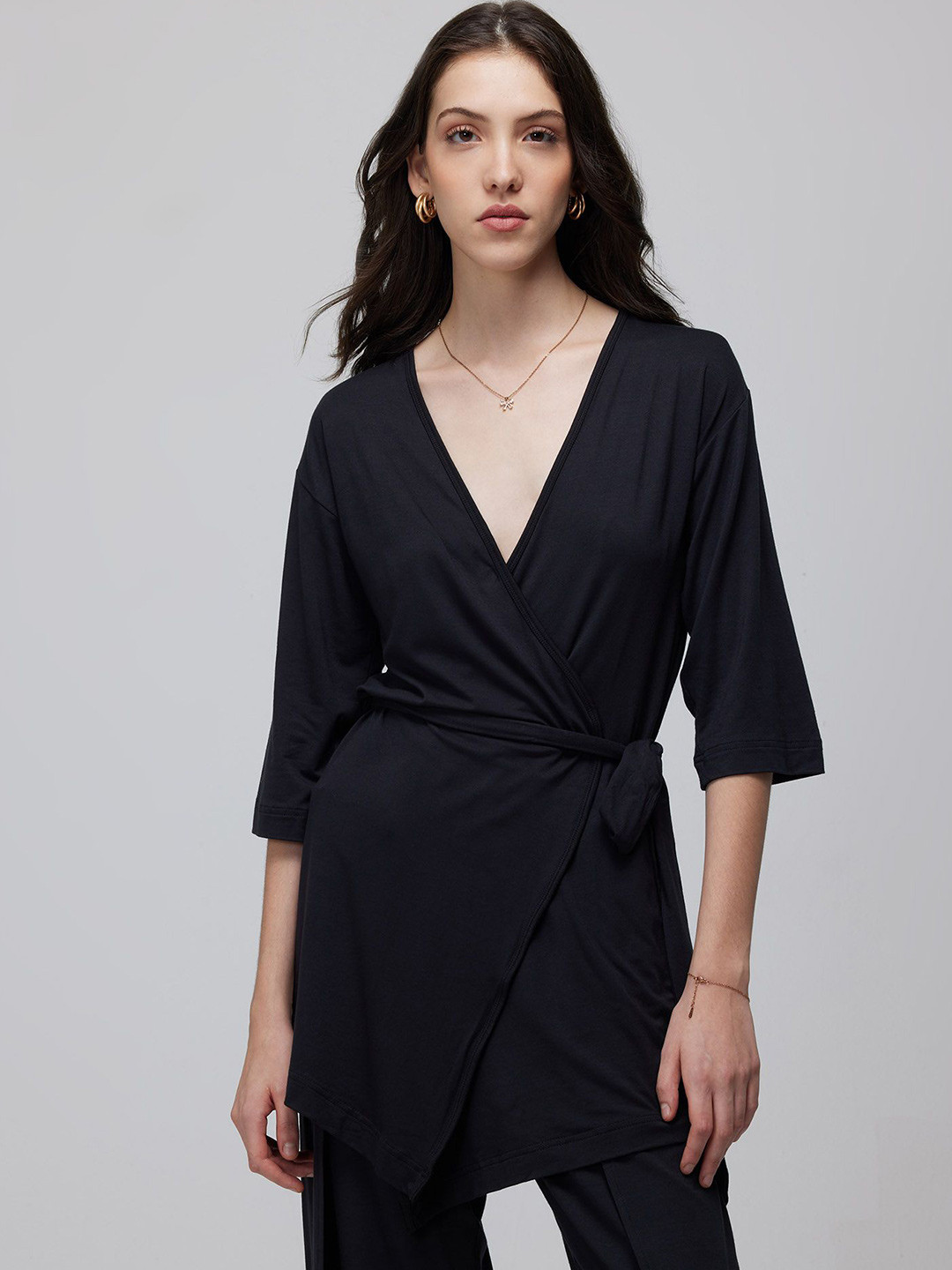 Buy Cava Black Ease Wrap Top - Tops for Women 31011635 | Myntra