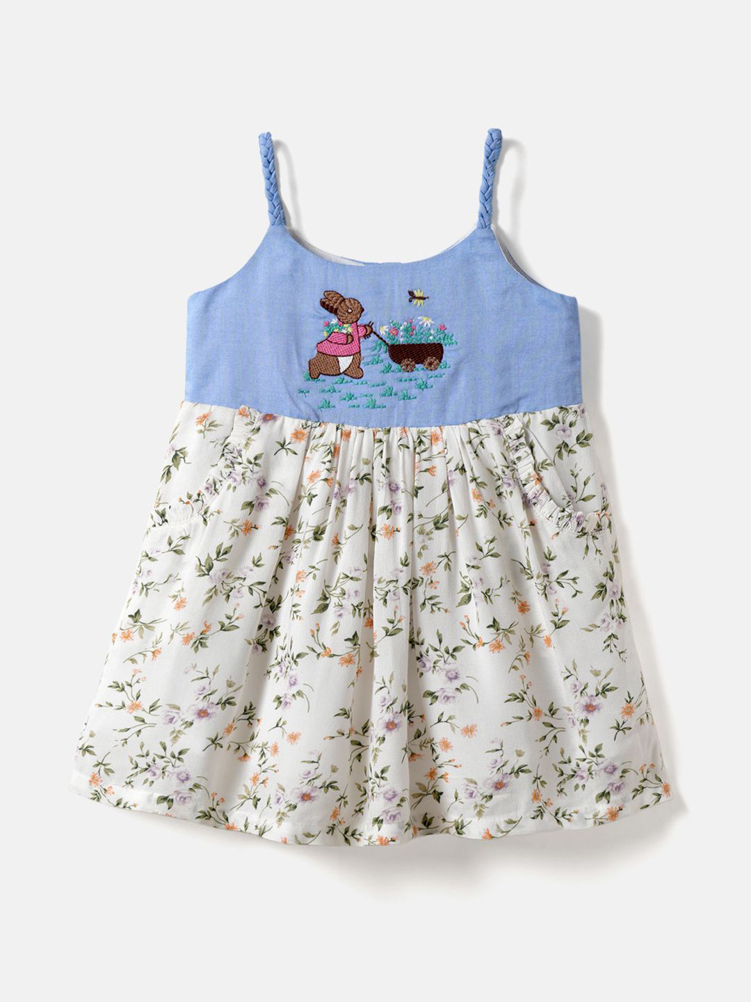 Buy Nauti Nati Girls Bunny Embroidered Dress - Dresses for Girls ...