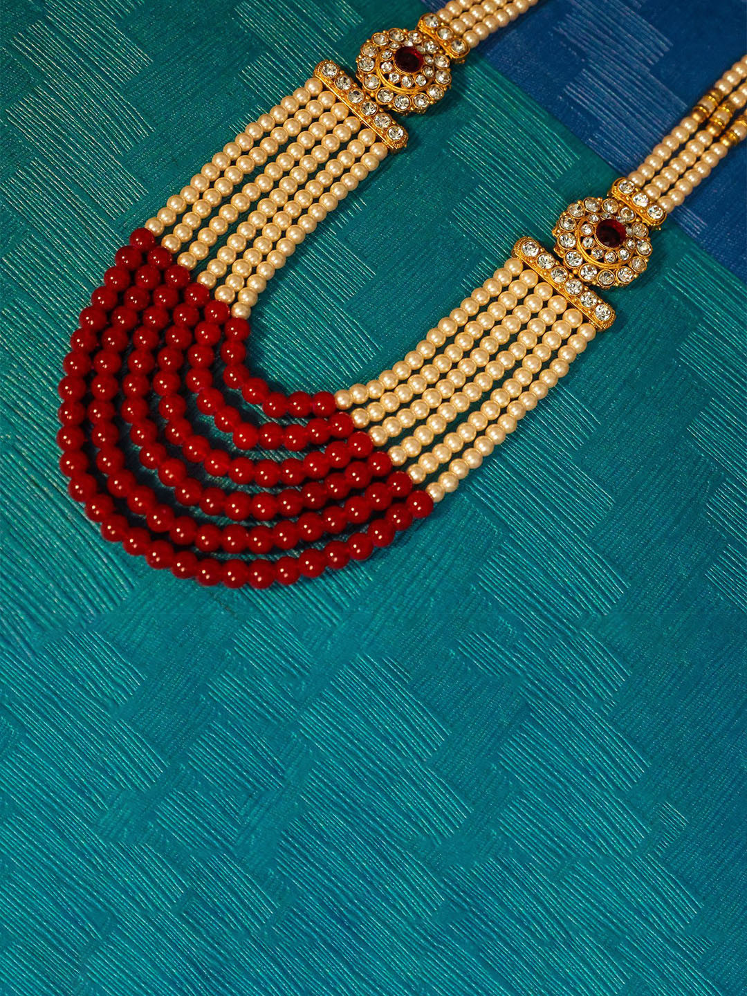 Buy Radhe Creation Men Gold Plated Moti Mala Pearls Beaded Six Layered ...