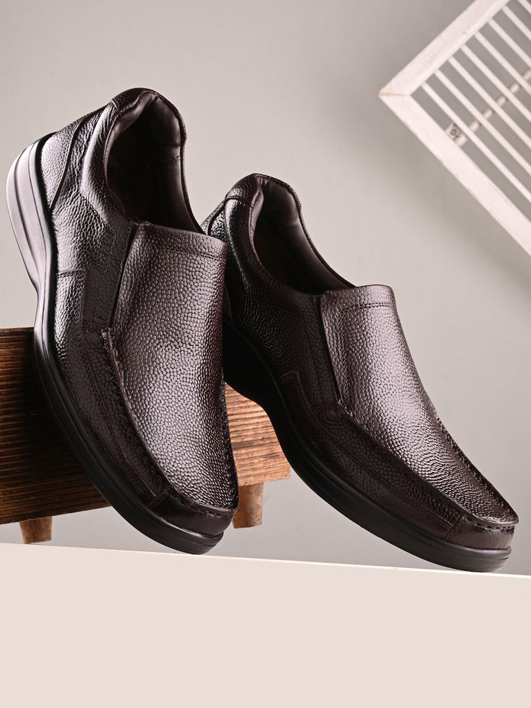 Buy Auserio Men Textured Leather Slip Ons Formal Monk Shoes - Formal Shoes for Men 30938461 | Myntra