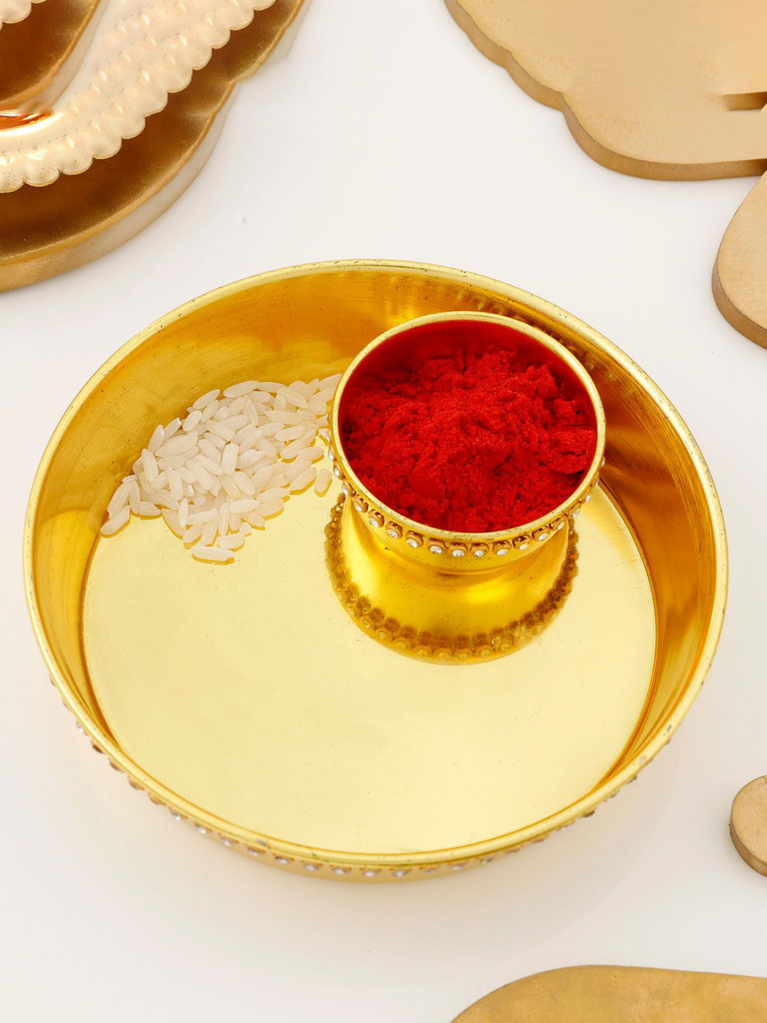 Buy IGP Gold Plated Tilak Thali With Moli - Pooja Essentials for Unisex ...