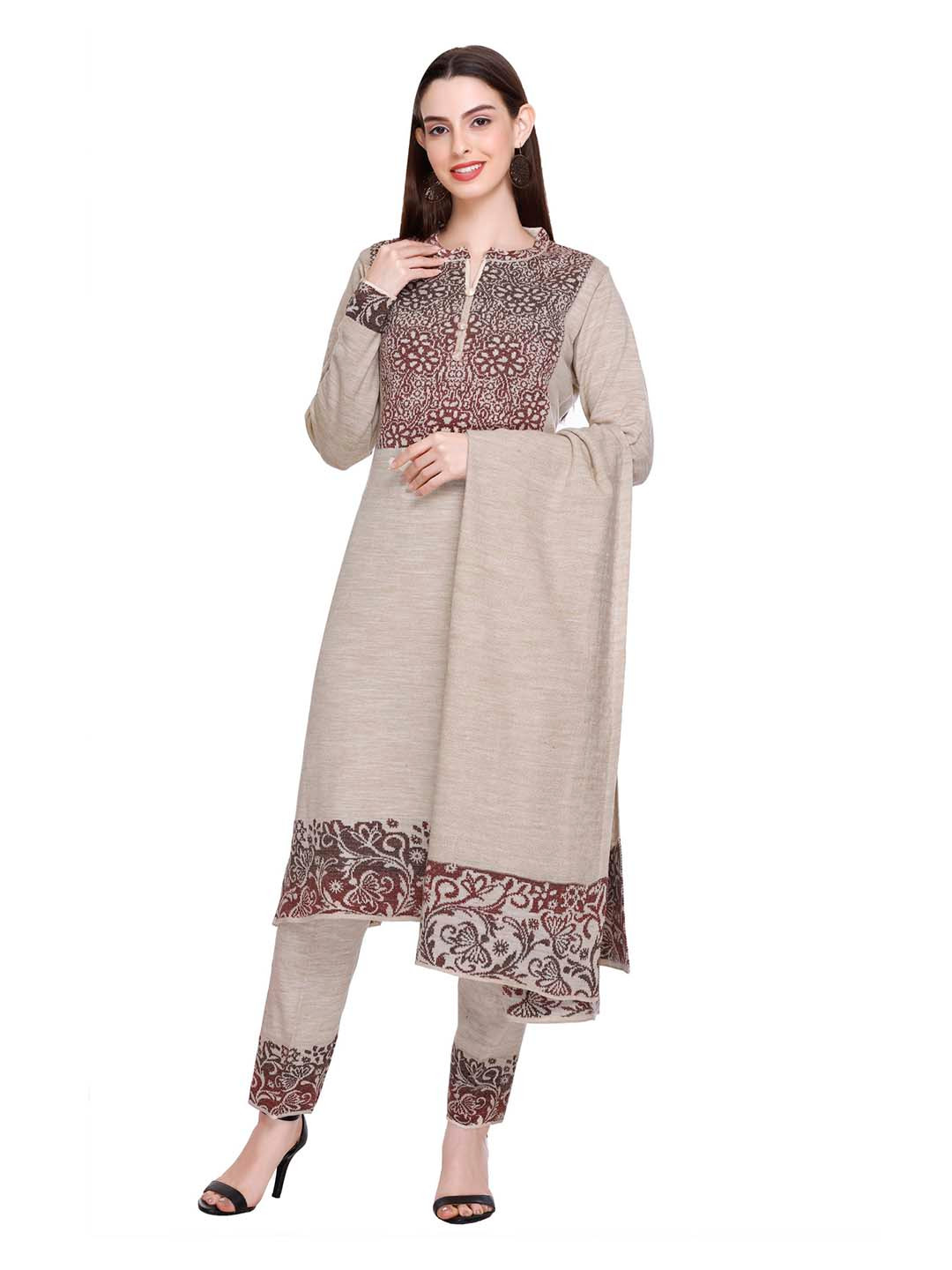 Buy MONTREX Women Floral Regular Kurta With Trousers & With Dupatta ...