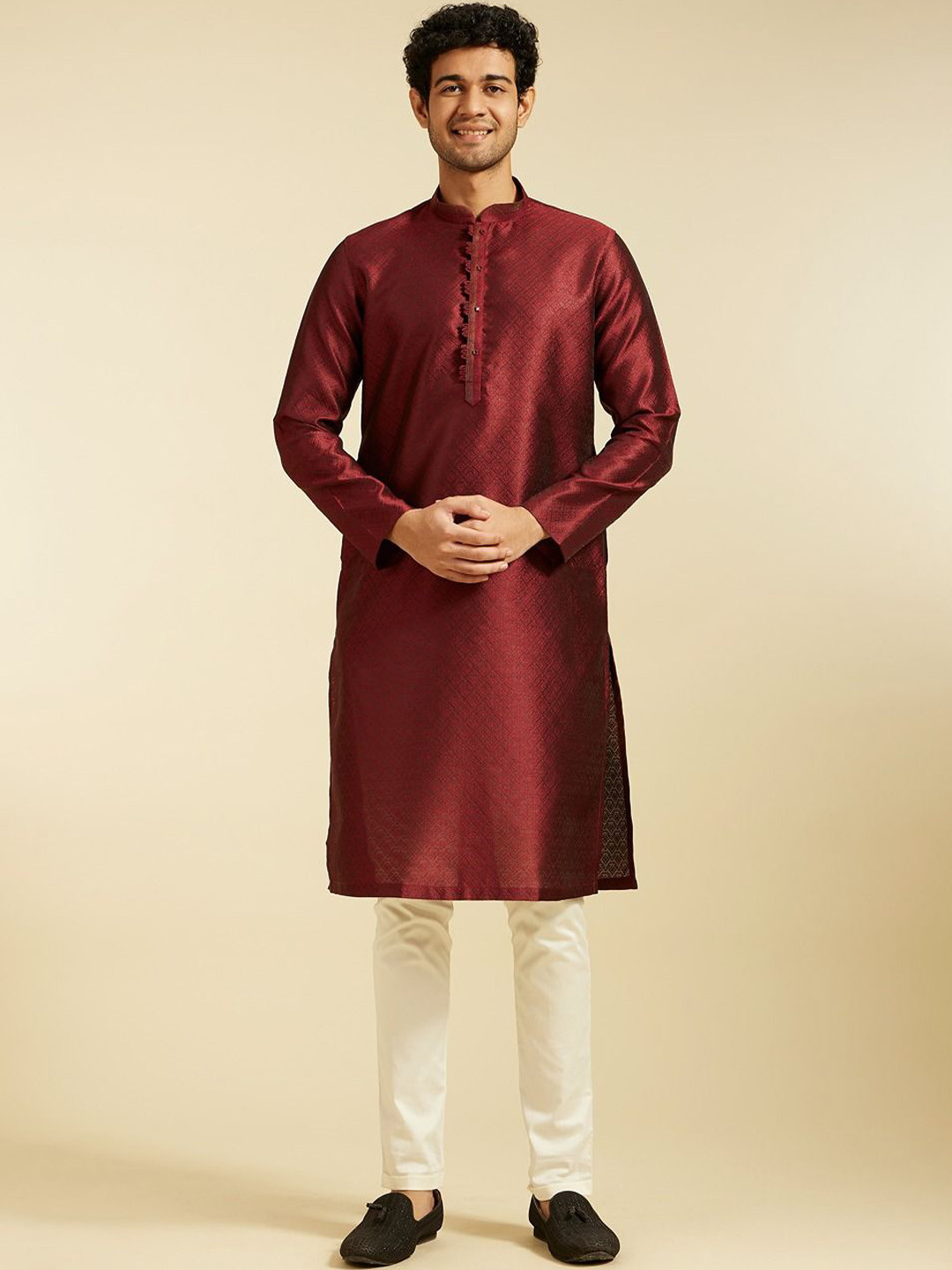 Buy Diwas By Manyavar Ethnic Motifs Woven Design Thread Work Mandarin ...