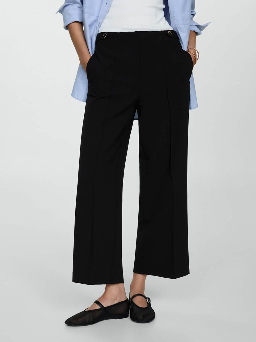 Buy MANGO Women Straight Fit Trousers - Trousers for Women 30868088 ...