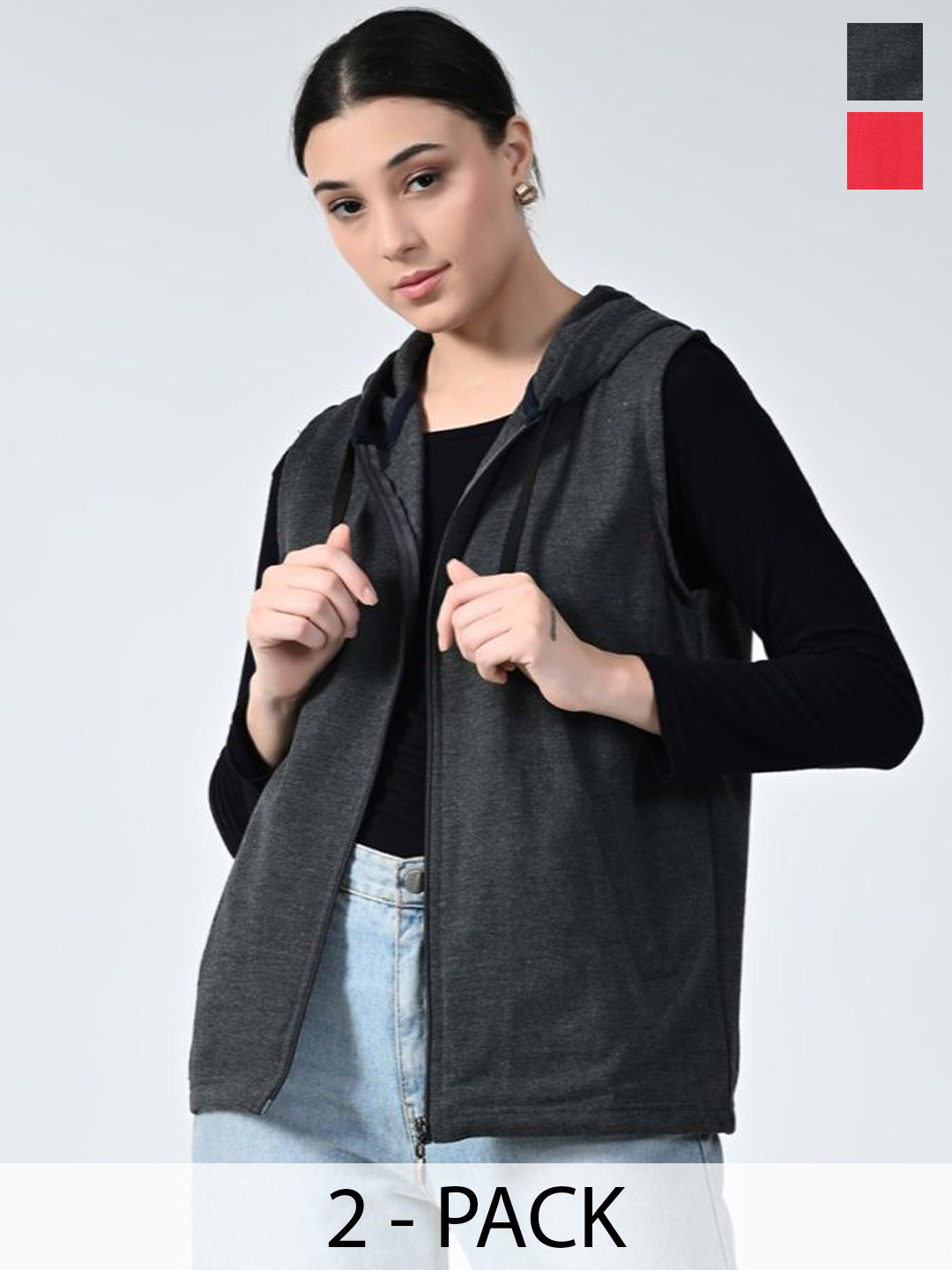 Buy BAESD Women Pack Of 2 Hooded Lightweight Open Front Jacket ...