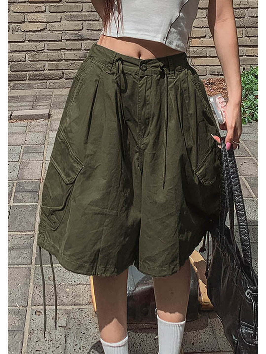 Buy LULU & SKY Women Loose Fit High Rise Cargo Shorts - Shorts for ...