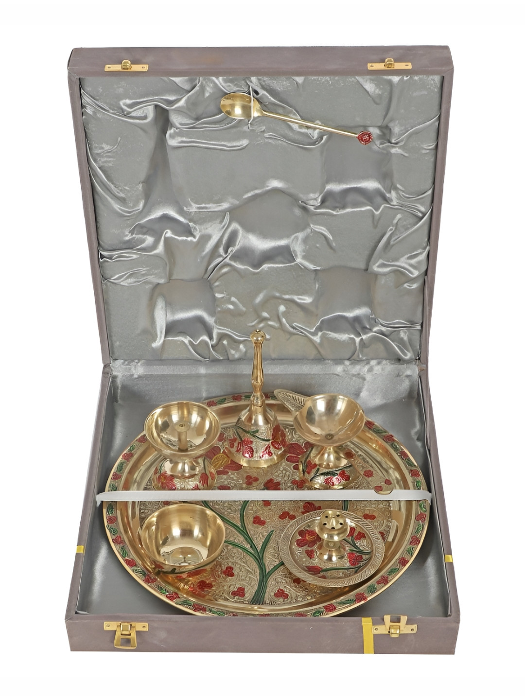 Buy Amaya Decors Gold Toned 6 Pieces Textured Pooja Thali Set - Pooja ...