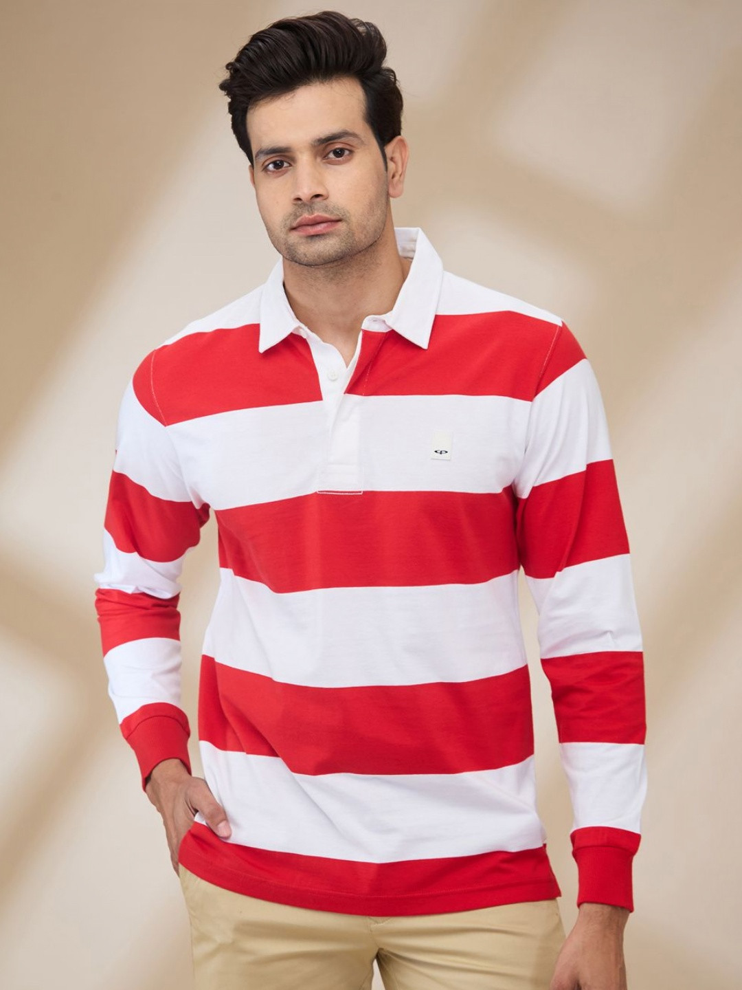 Buy ColorPlus Men Striped Polo Collar Cotton T Shirt - Tshirts for Men ...