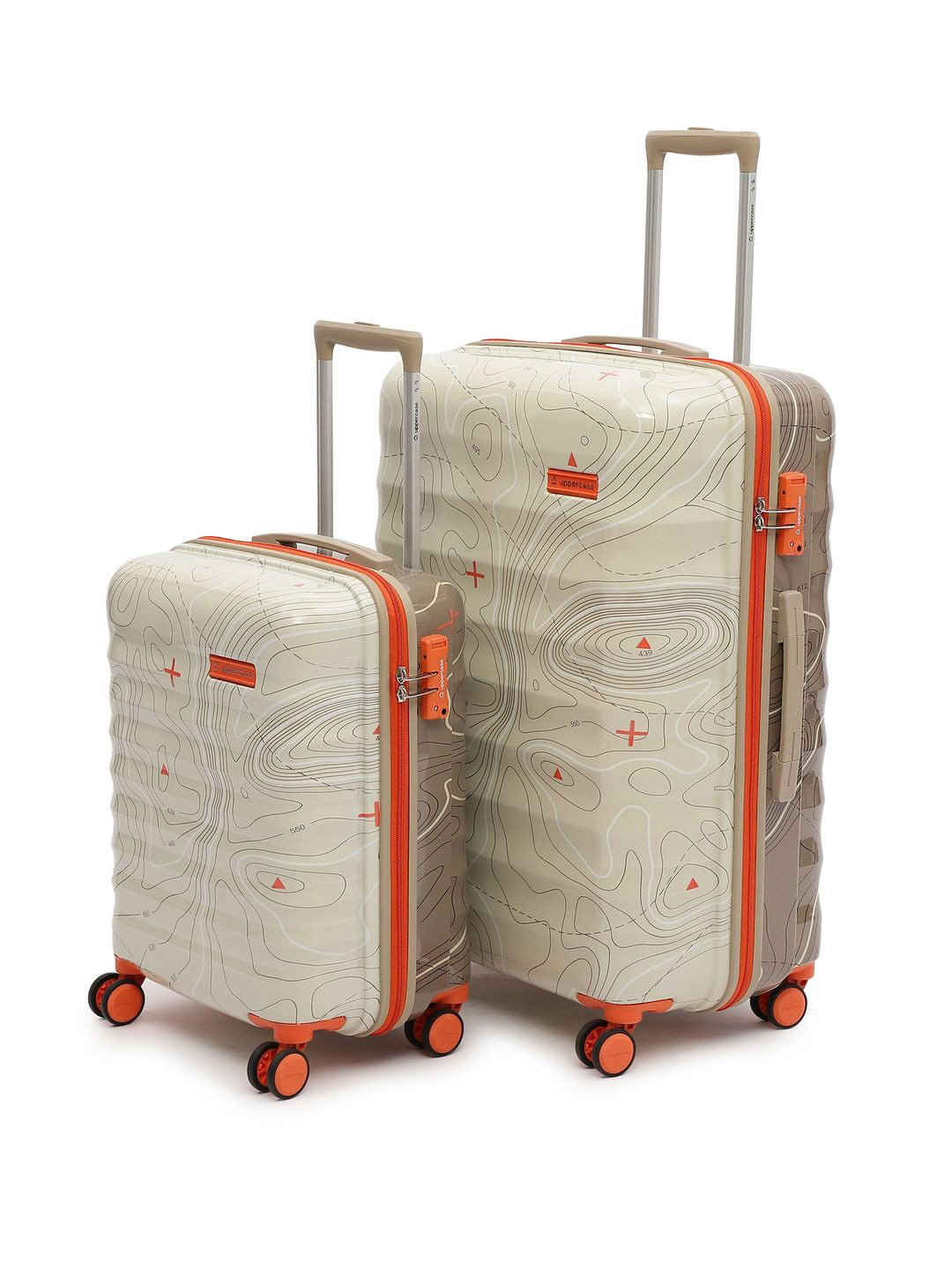 Buy Uppercase Unisex Set Of 2 Textured Hard Sided Trolley Suitcase ...