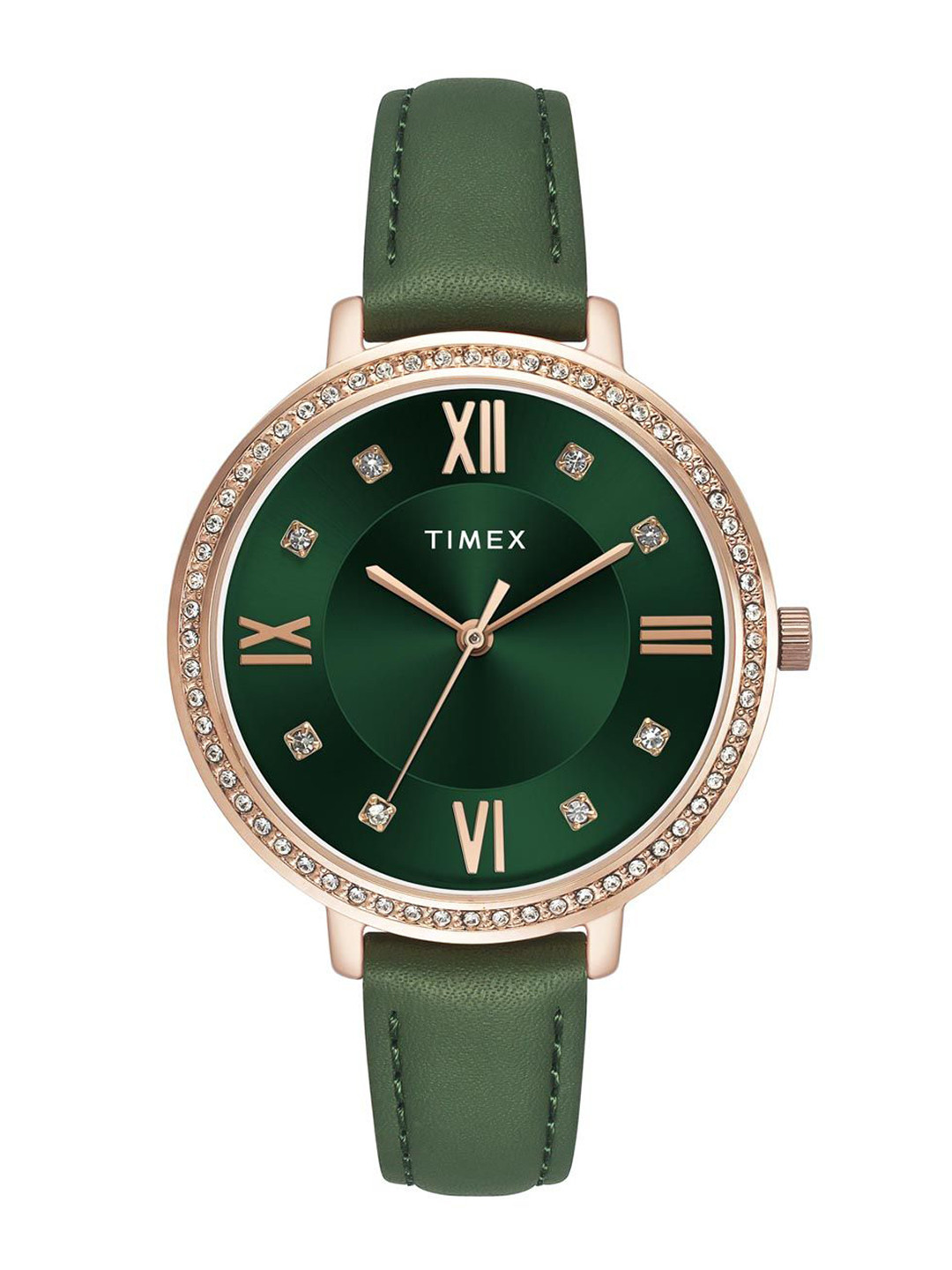 Buy Timex Women Brass Embellished Dial & Leather Straps Analogue Watch ...