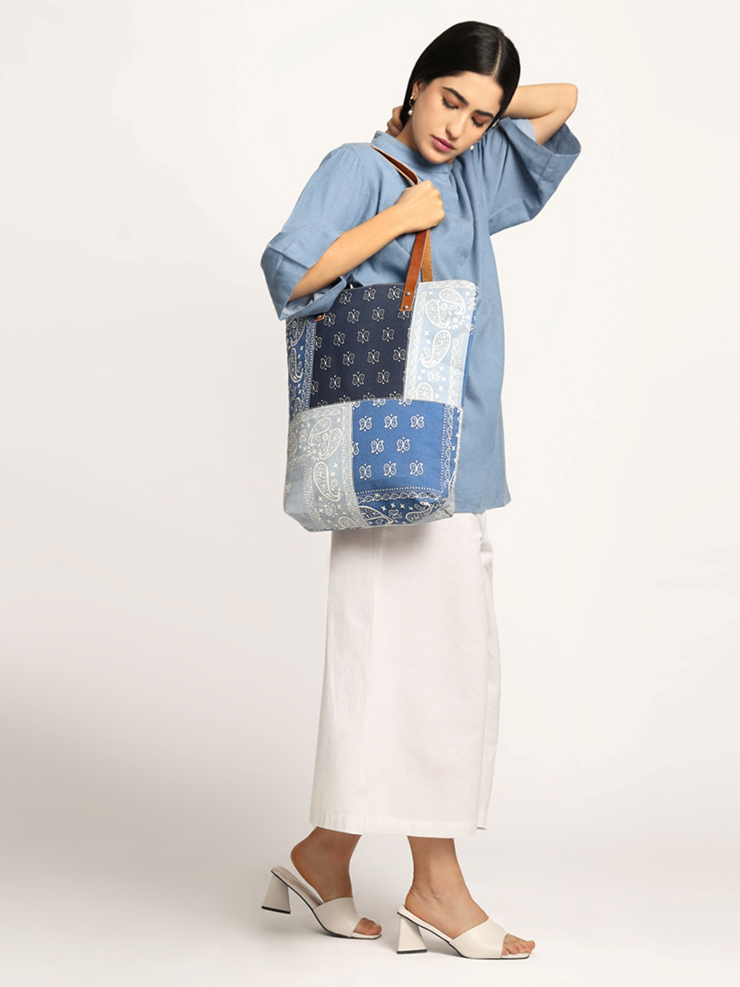 Buy INDIVIDUAL DESIGN Paisley Print Tote Bag With Patchwork Style ...