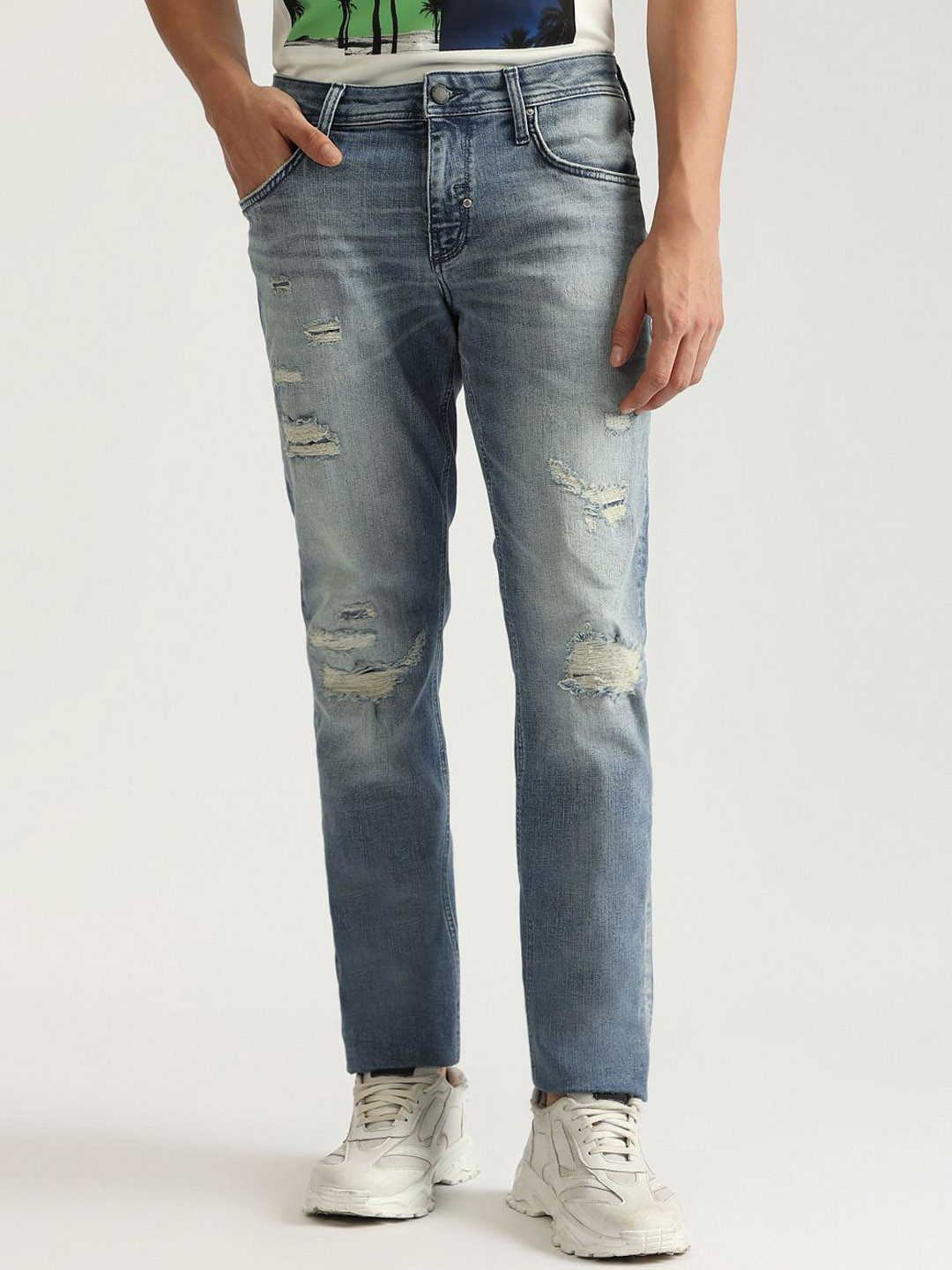 Buy Antony Morato Men Tapered Fit Mildly Distressed Heavy Fade ...