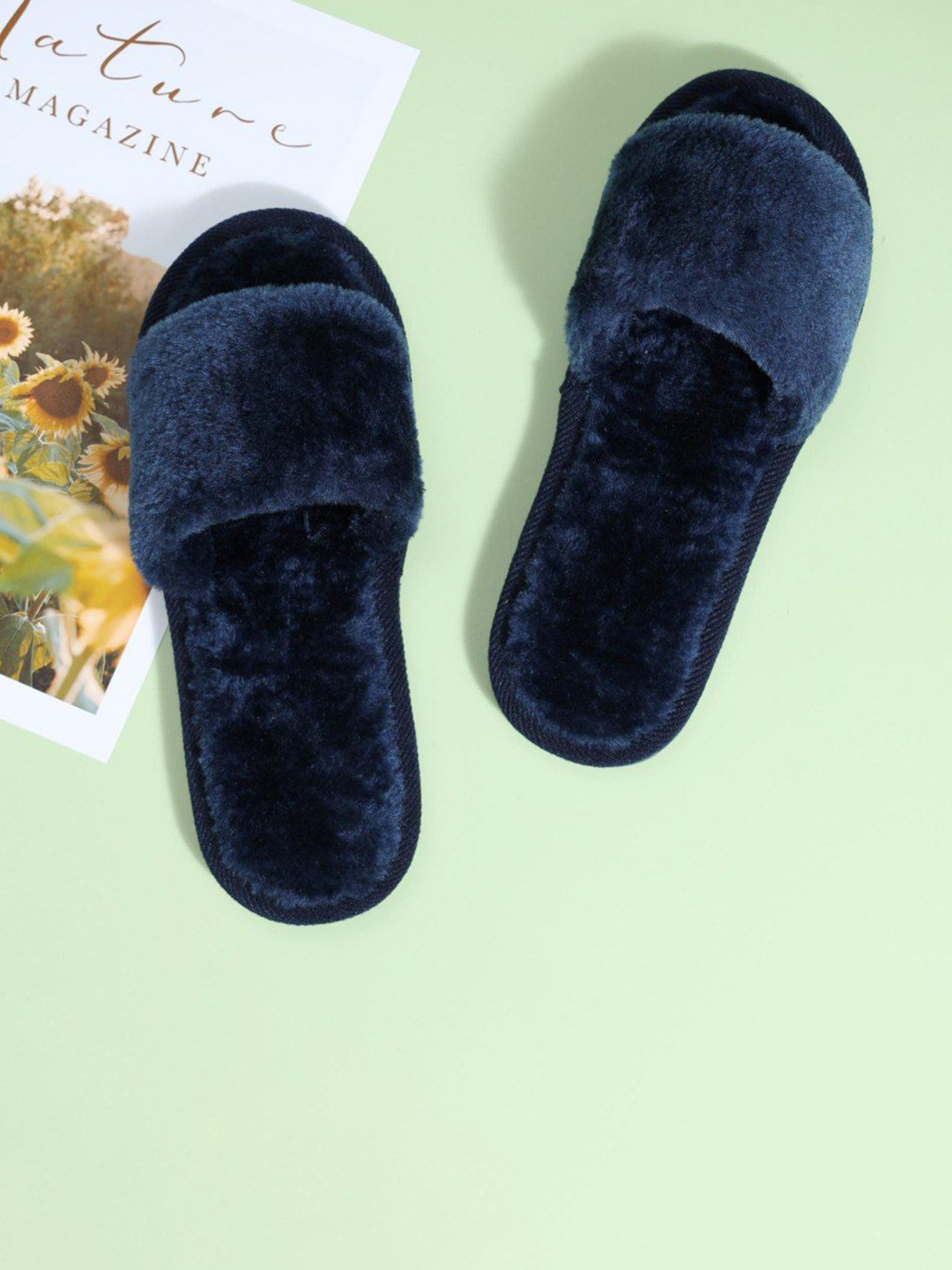 Buy Mast & Harbour Women Fur Winter Sliders - Flip Flops for Women ...