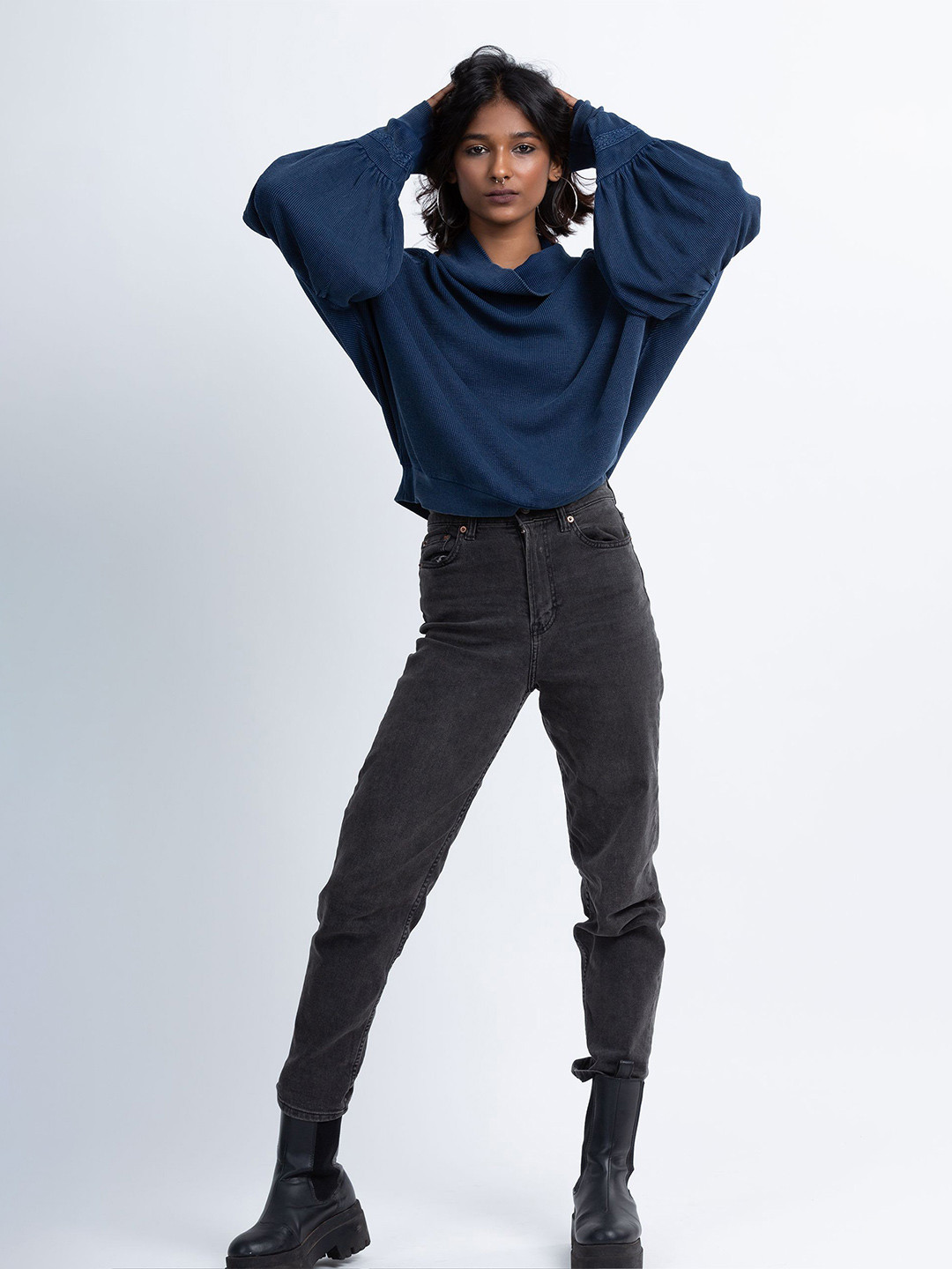 Buy PURPLE POTATO Women Solid Cowl Neck Cotton Top - Tops for Women ...